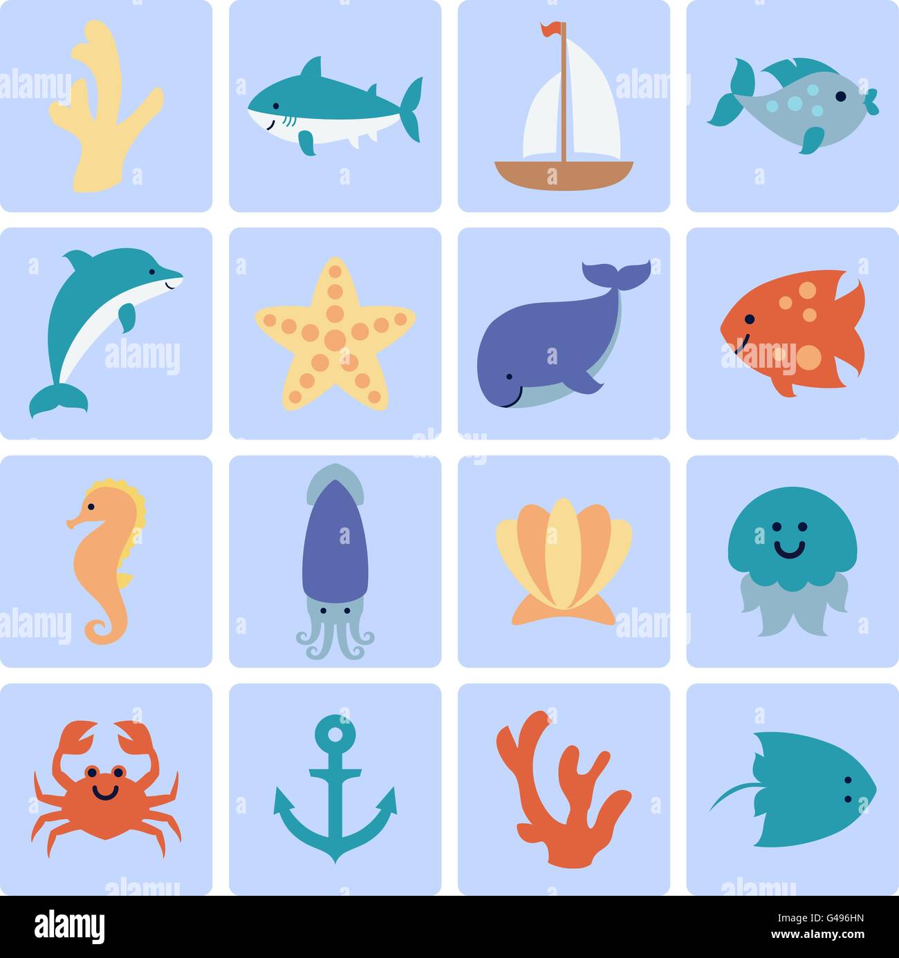 Set of sea icons Stock Vector Image & Art - Alamy