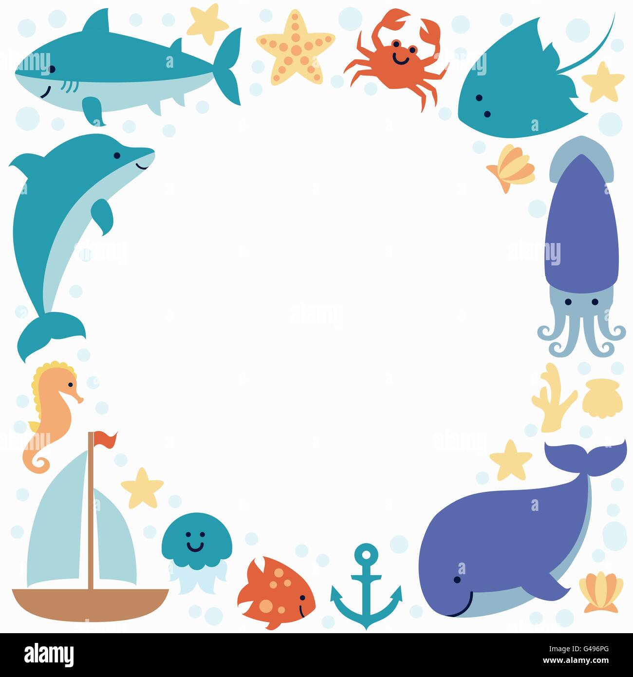 Background wallpaper with sea animals and place for text Stock Vector ...