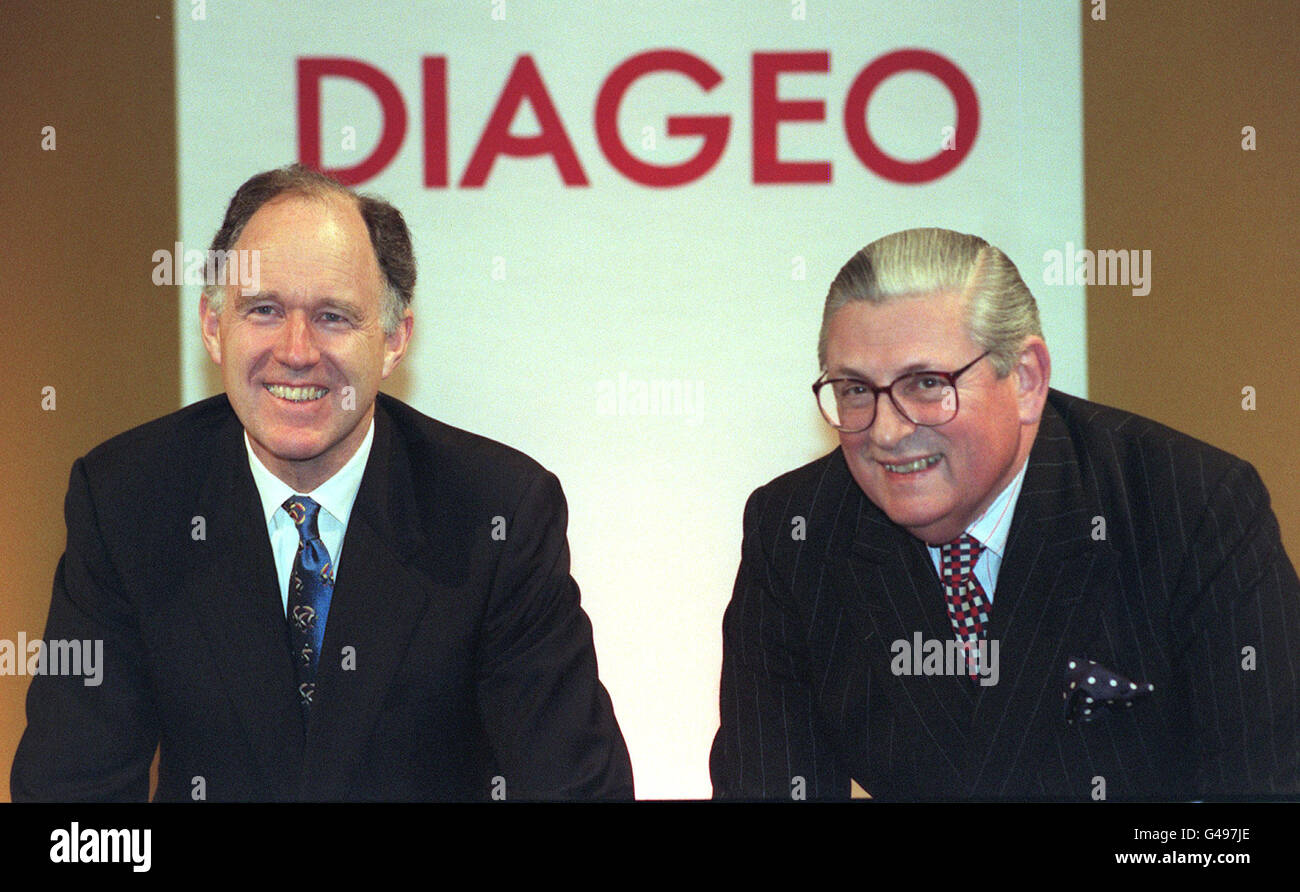 Tony Greener (left) and Sir George Bull joint chairmen of Diageo, meet ...