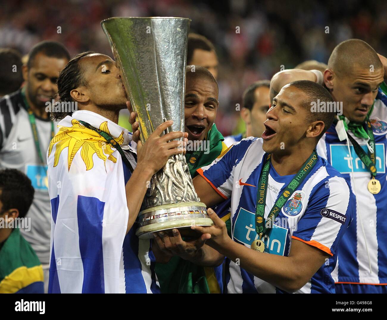 FC Porto's Alvaro Pereira (left) and Walter celebrate with the UEFA ...
