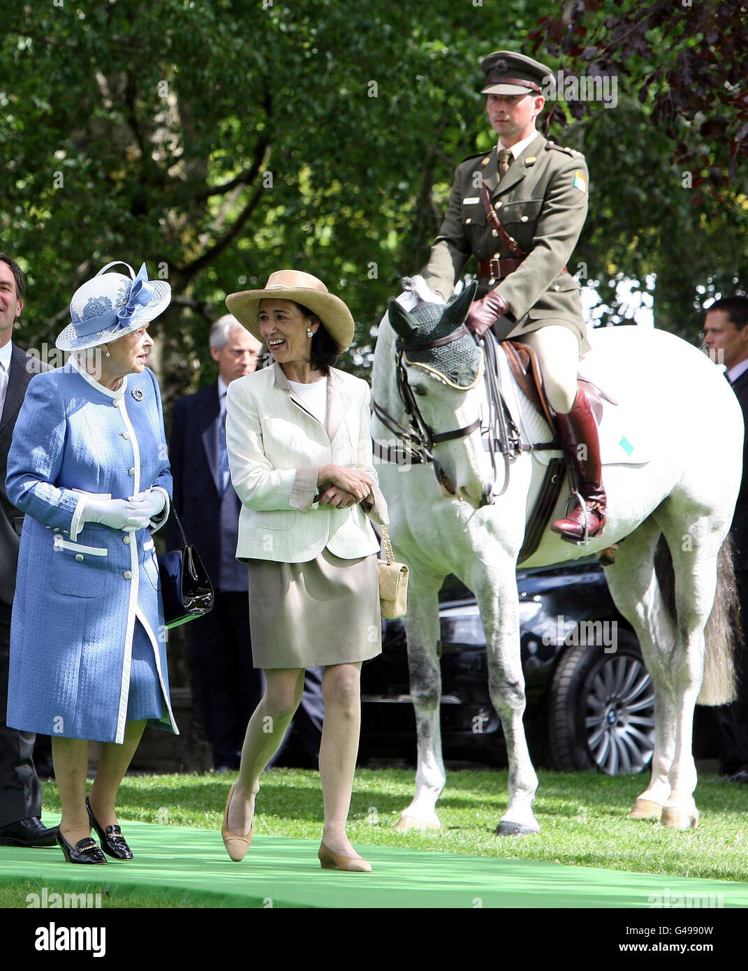 Queen Elizabeth II arrives at the Irish National Stud, one of Ireland's ...
