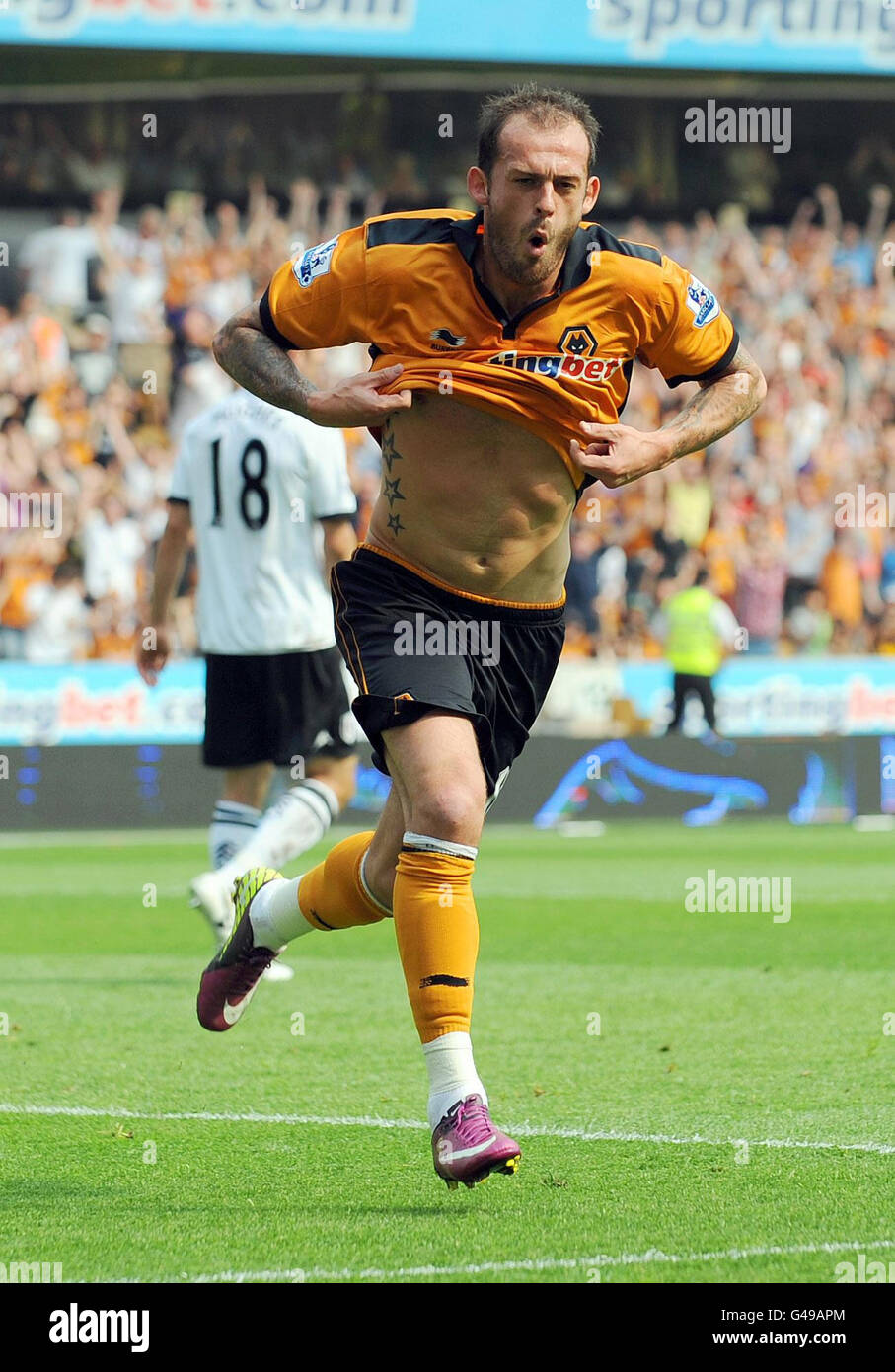 Wolves's Steven Fletcher celebrates after he scores the first goal of ...