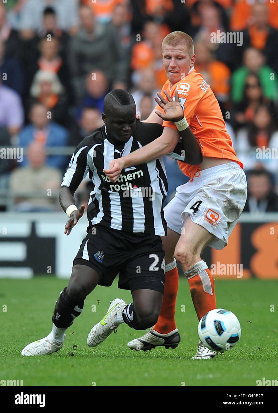 Blackpool's Keith Southern and Newcastle United's Cheick Ismael Tiote ...