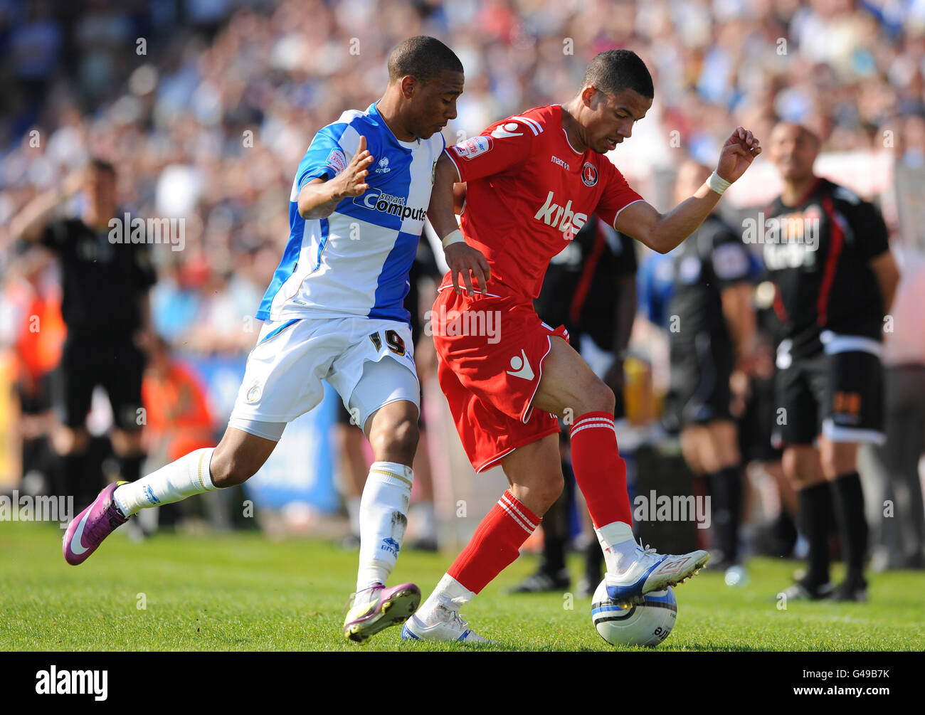 Bristol Rovers' Reggie Lambe and Charlton Athletic's Nathan Eccleston ...