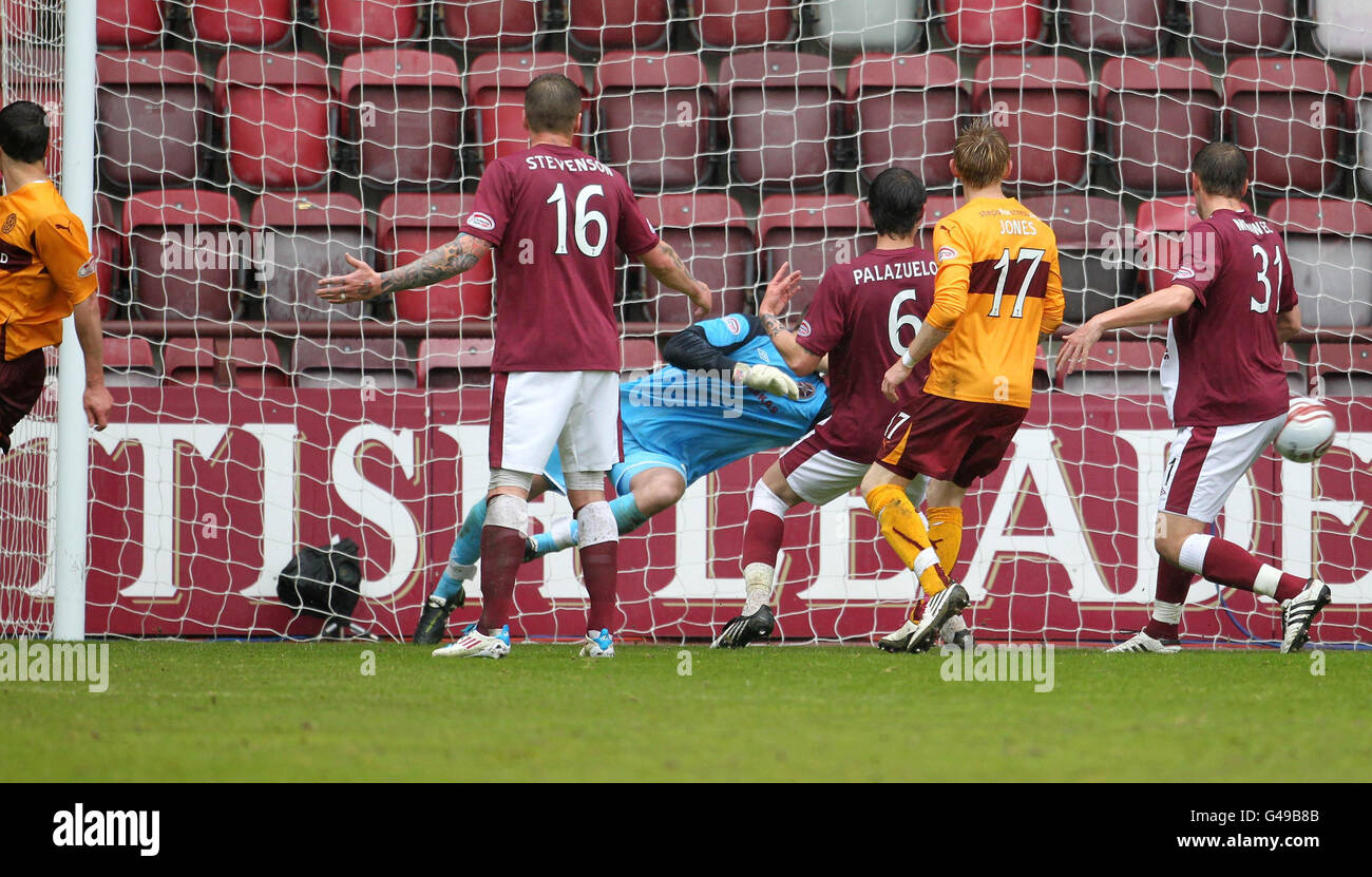 Motherwell's Tom Hateley (not pictured) scores his teams second goal ...