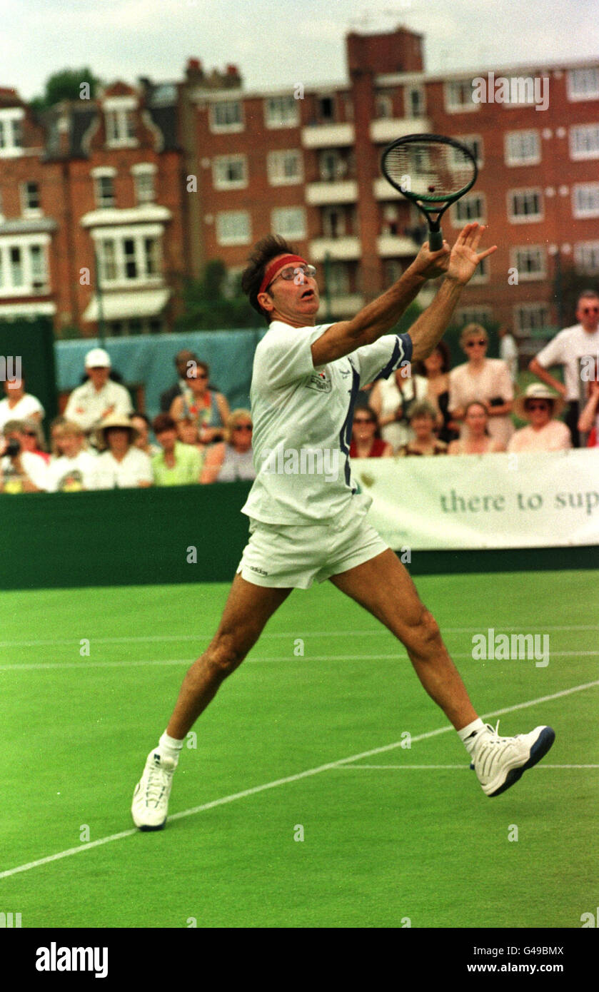 Cliff Richard during a match at the Pro-Celebrity Tennis Challenge in ...