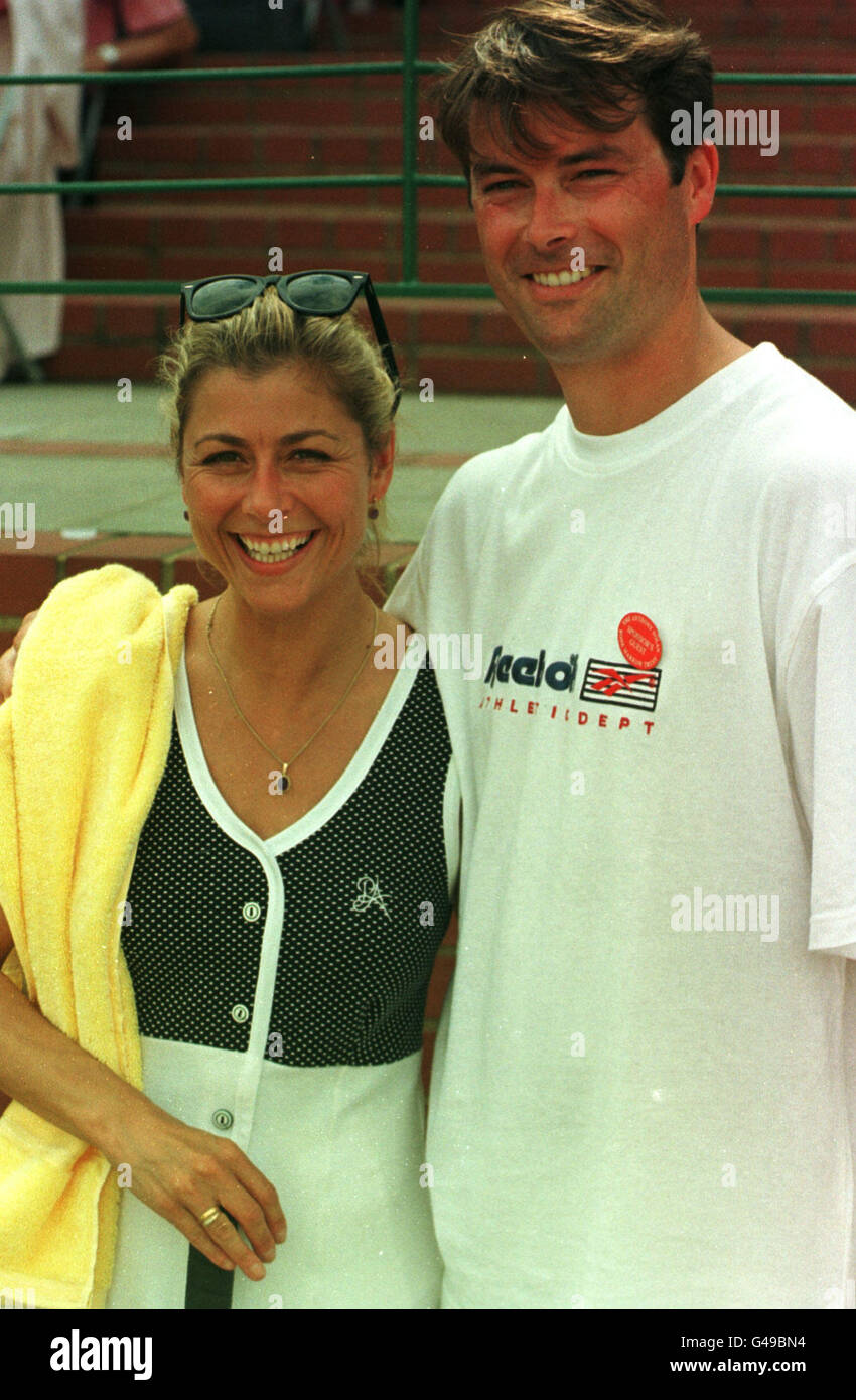 Suzanne Dando with unidentified friend at the Pro-Celebrity Tennis ...
