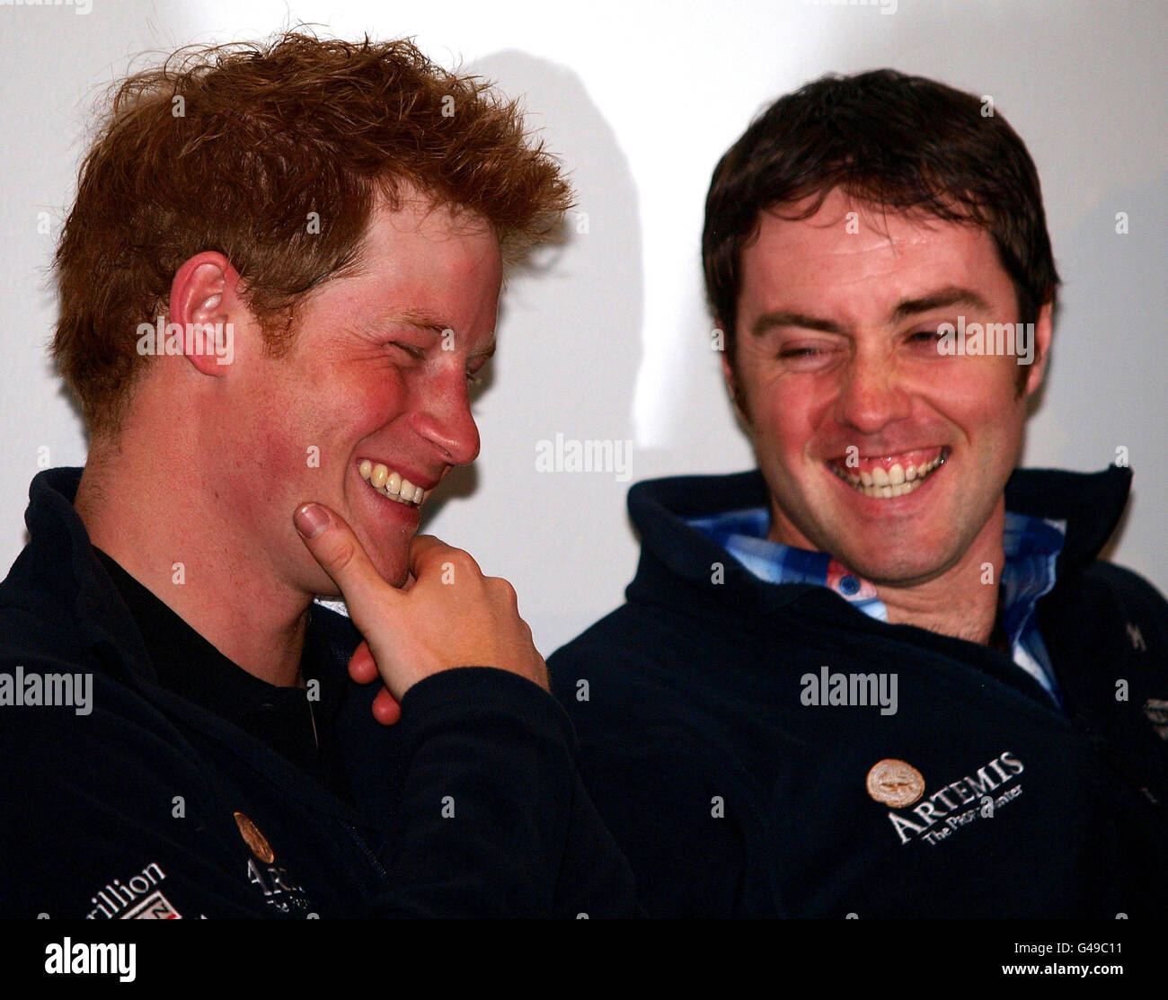 Prince Harry (left) with Captain Martin Hewitt at a reception for the ...