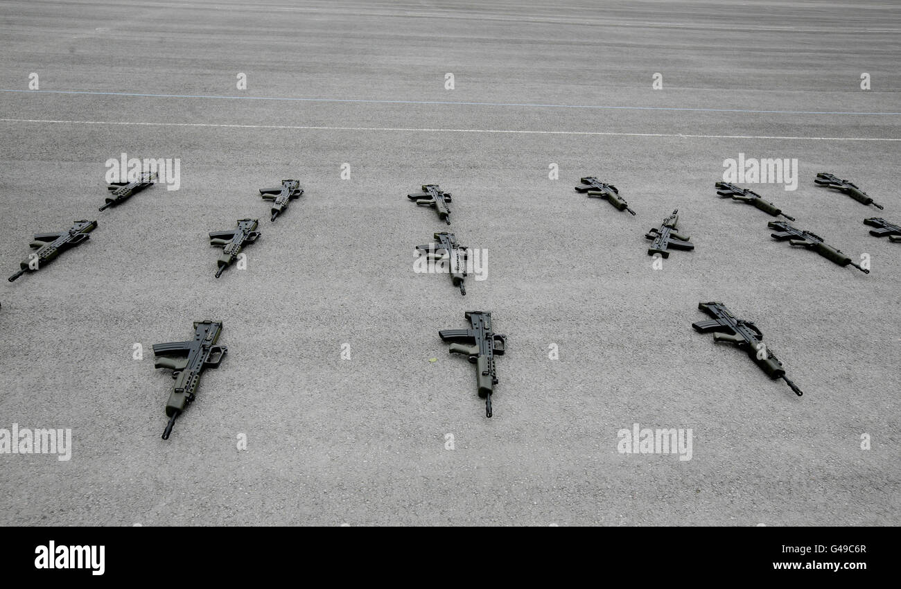 Guns belonging to some of the RAF personnel that have volunteered to ...