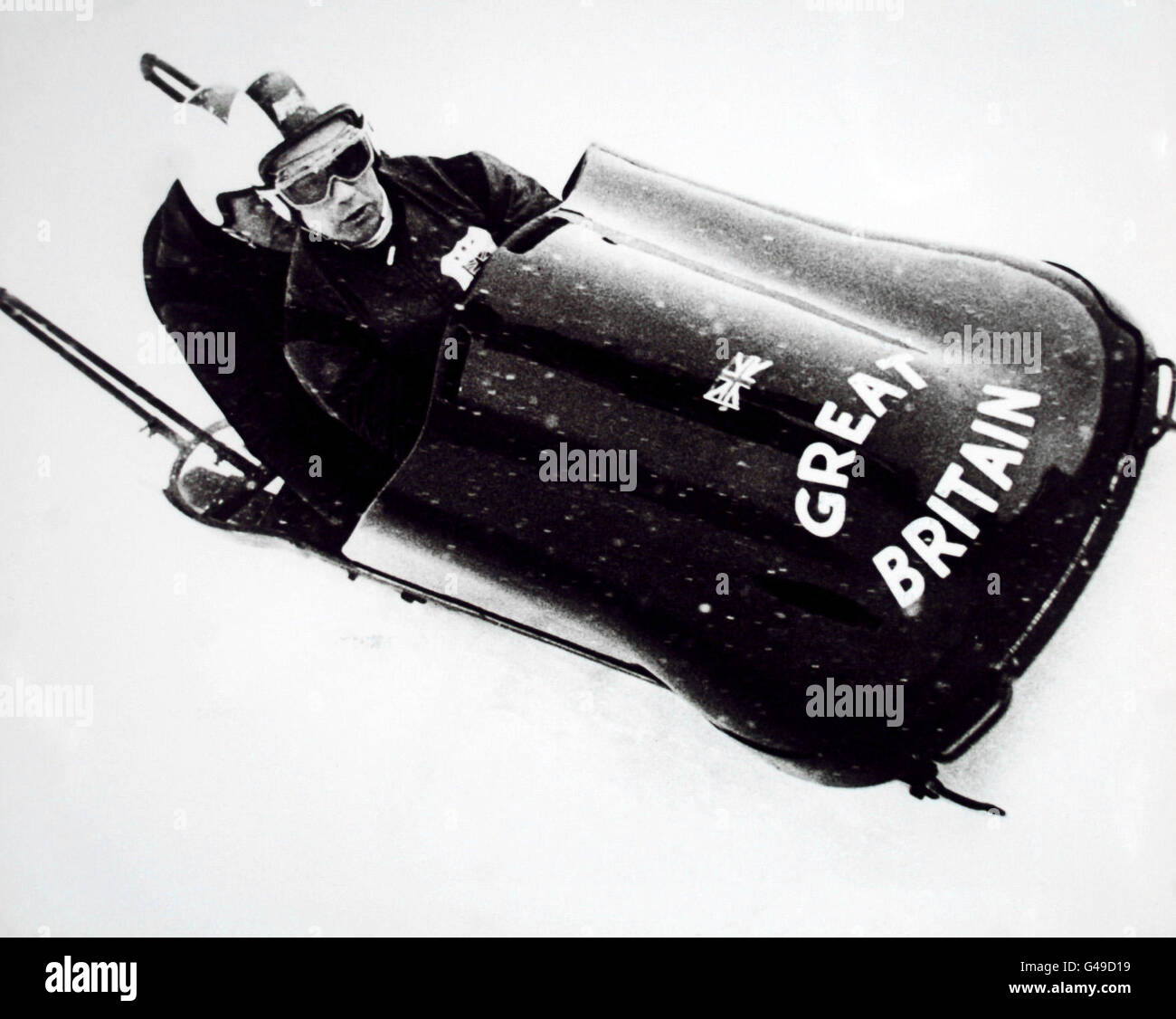 Tony Nash (front) and Robin Dixon in action at St.Moritz in 1965 Stock ...