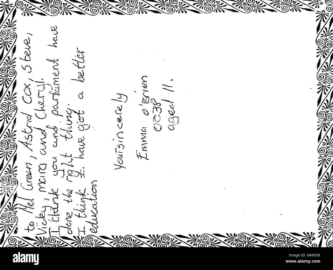 BLAIR Letter Emma 3 Stock Photo - Alamy