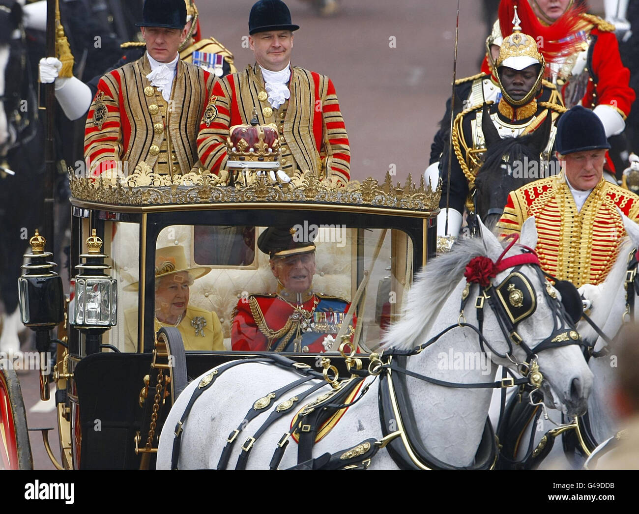 Queen Elizabeth II and the Duke of Edinburgh join the Royal procession ...