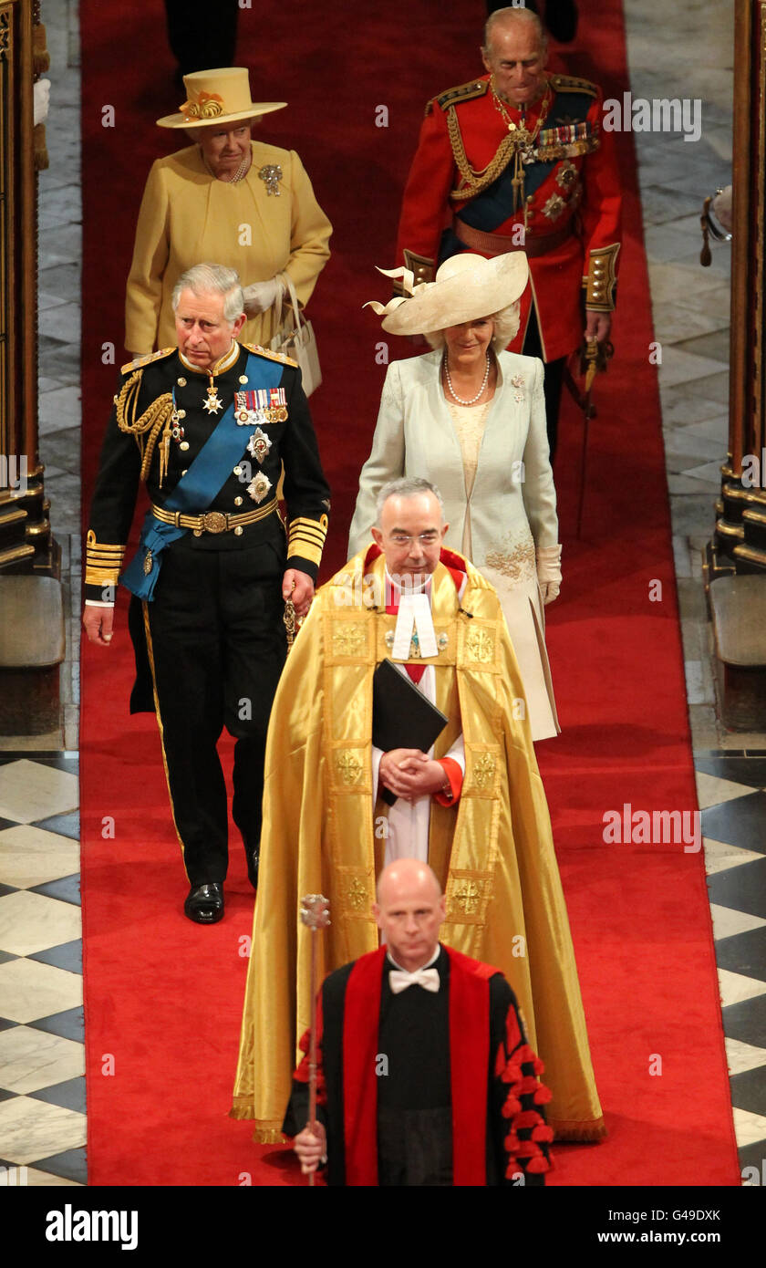Prince Charles and the Duchess of Cornwall arrive with Queen Elizabeth ...