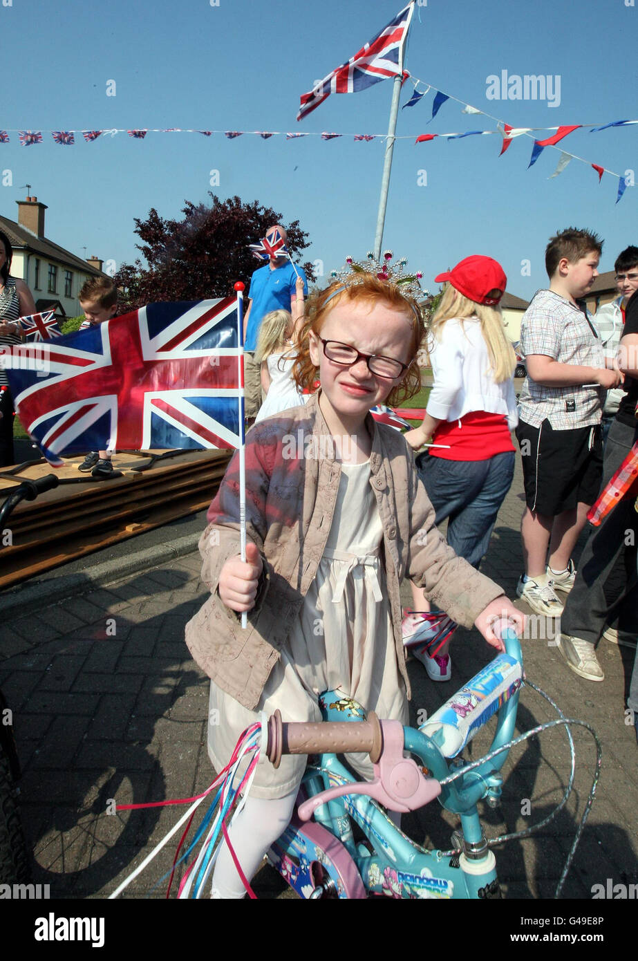 Melissa Whyte, five, from Carrickfergus, County Antrim, celebrates as ...
