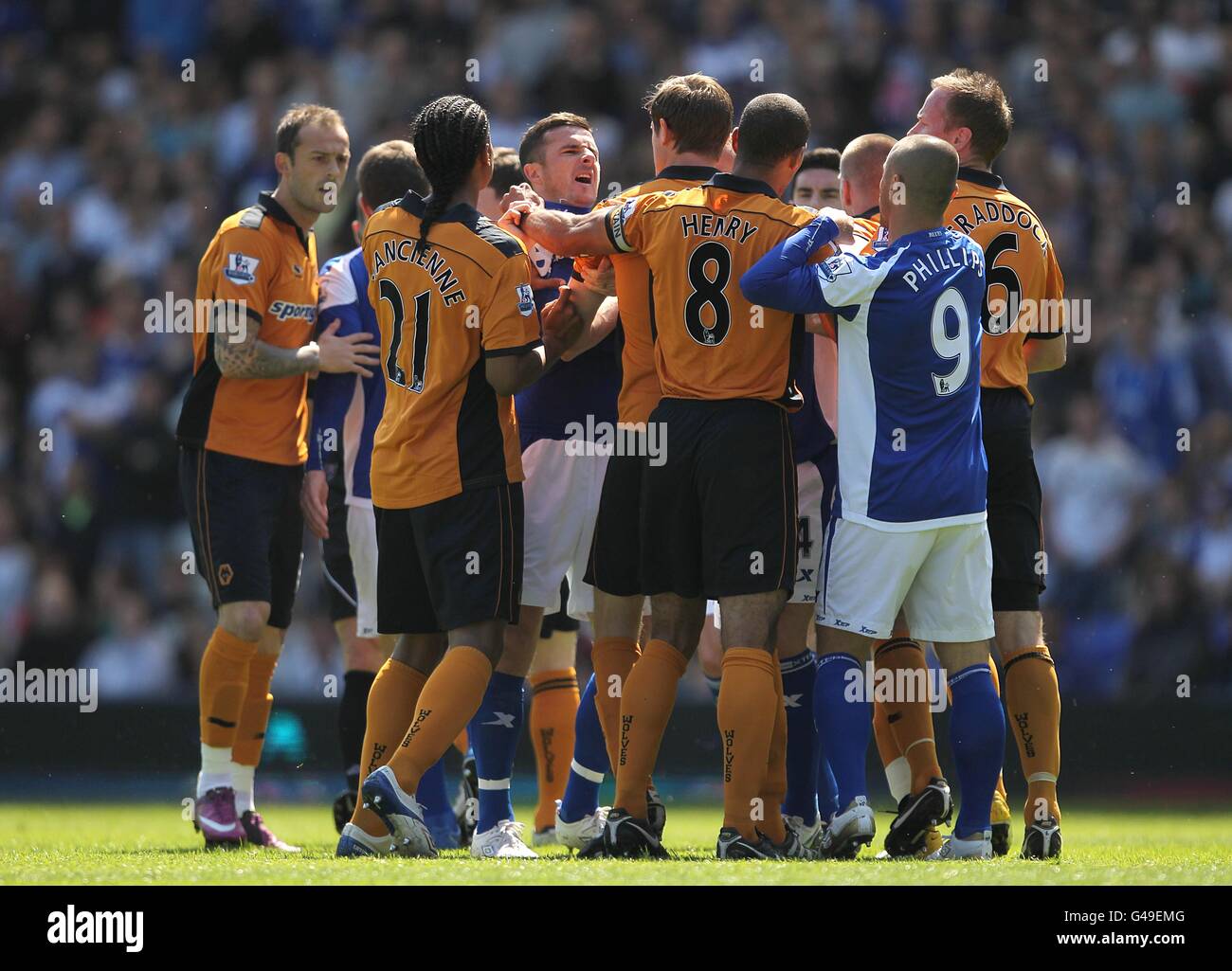 Tempers flare between Birmingham City's Bary Ferguson (centre) and ...