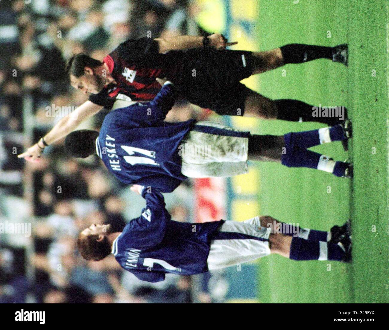 Referee Gary Willard orders Newcastle striker Emile Heskey off after an ...