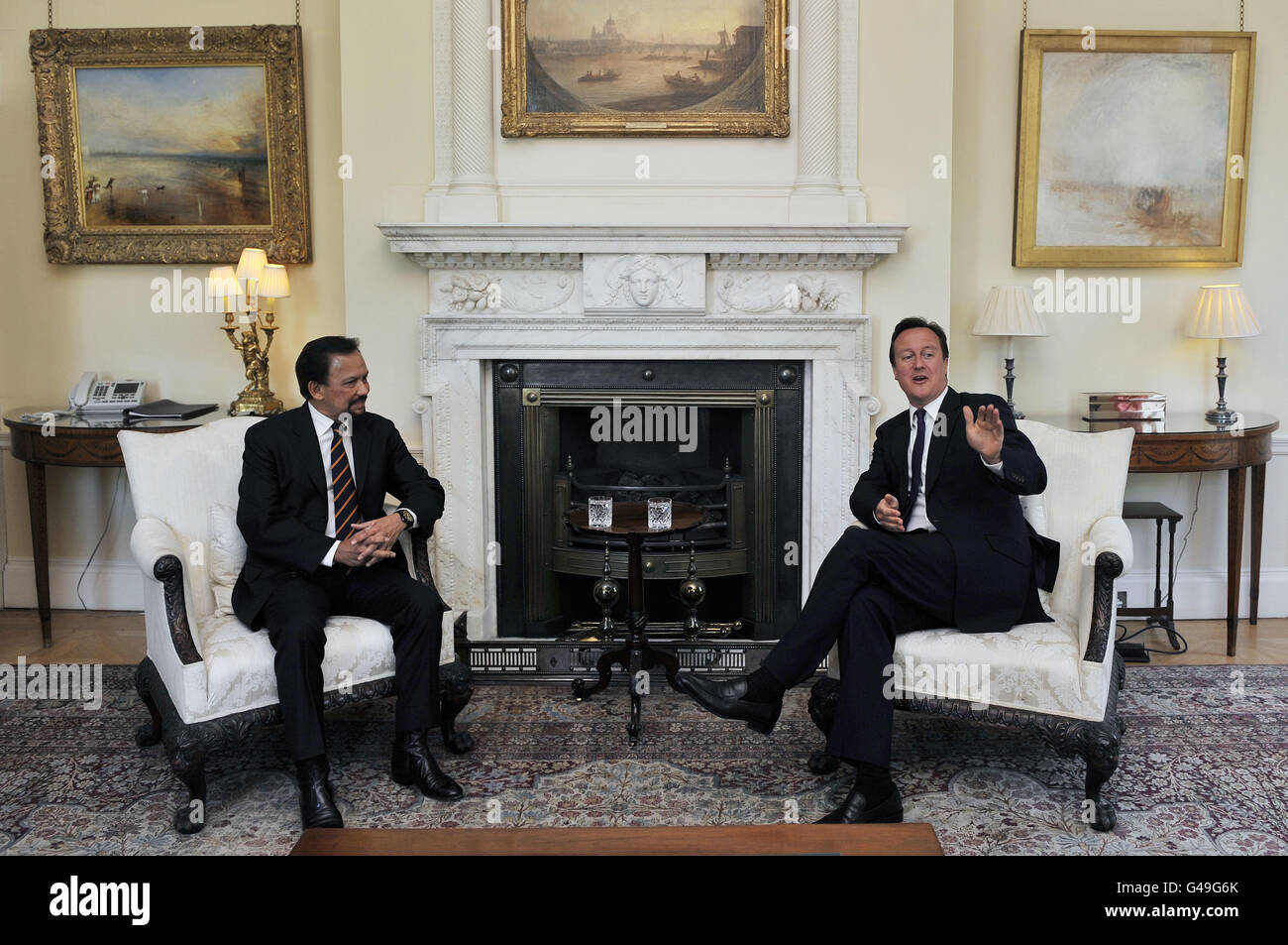 The Sultan of Brunei, Hassanal Bolkiah with Prime Minister David ...