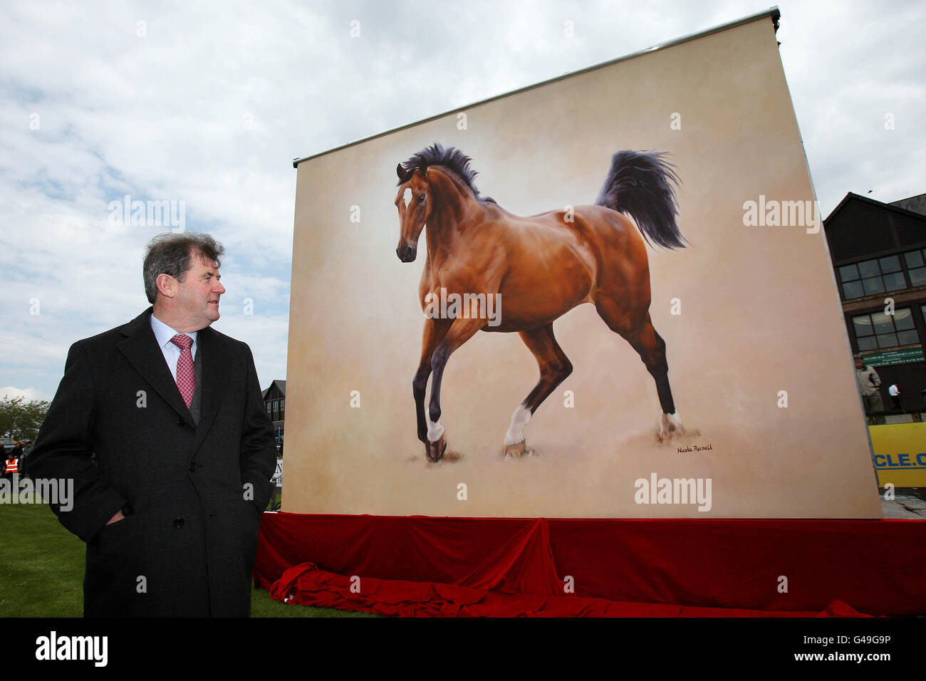 JP McManus in front of Europe's largest Equine painting, a portrait of ...