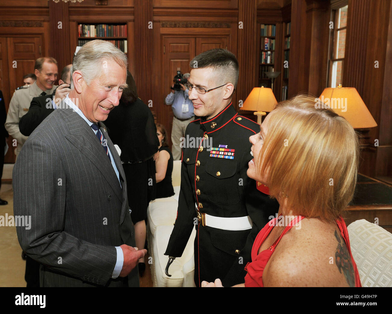 The Prince of Wales talks to US Marine Cpl Todd Nicely, who lost both ...