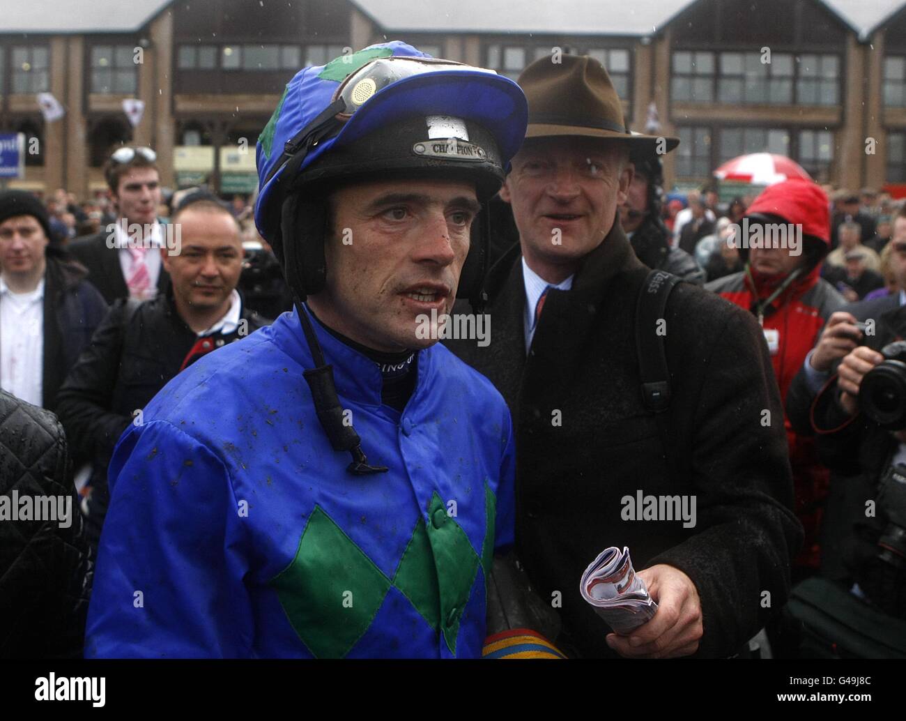 Jockey Ruby Walsh (left) celebrates with Trainer Willie Mullins (right ...
