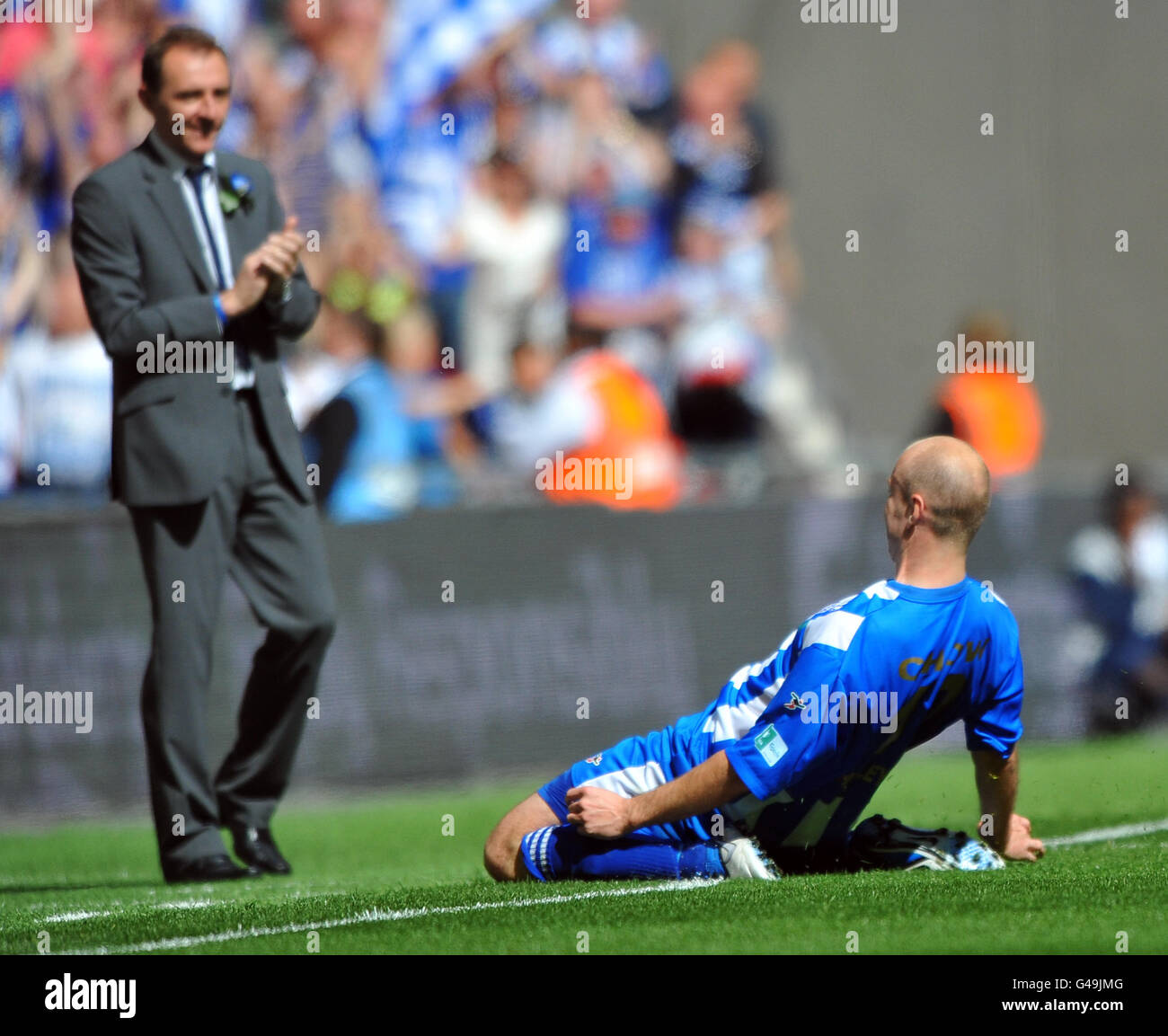 Whitley Bay's Paul Chow celebrates scoring his sides first goal of the ...