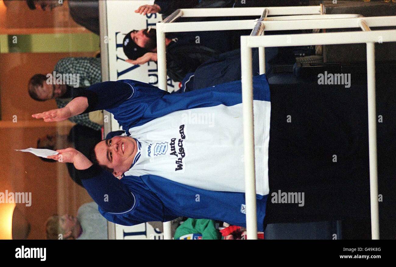 Birmingham City supporter 48 stone Barry Austin cheers his team onto ...