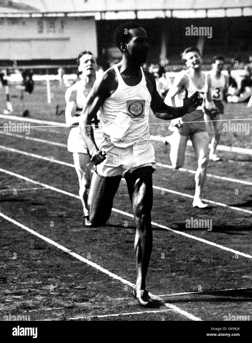 McDonald Bailey (GB) winning the Men's 220 Yards at White City Stadium ...