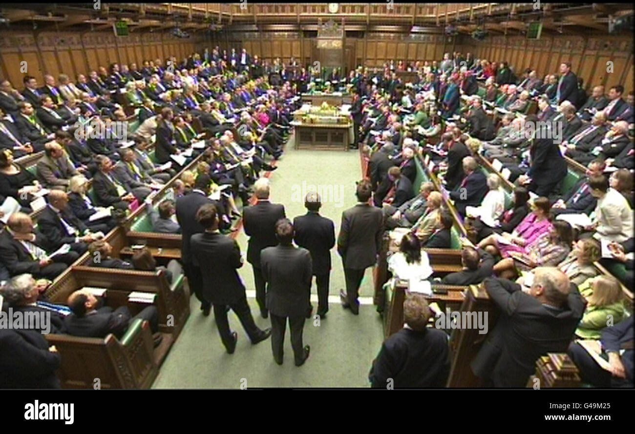 The debating chamber during Prime Minister's Questions in the House of ...
