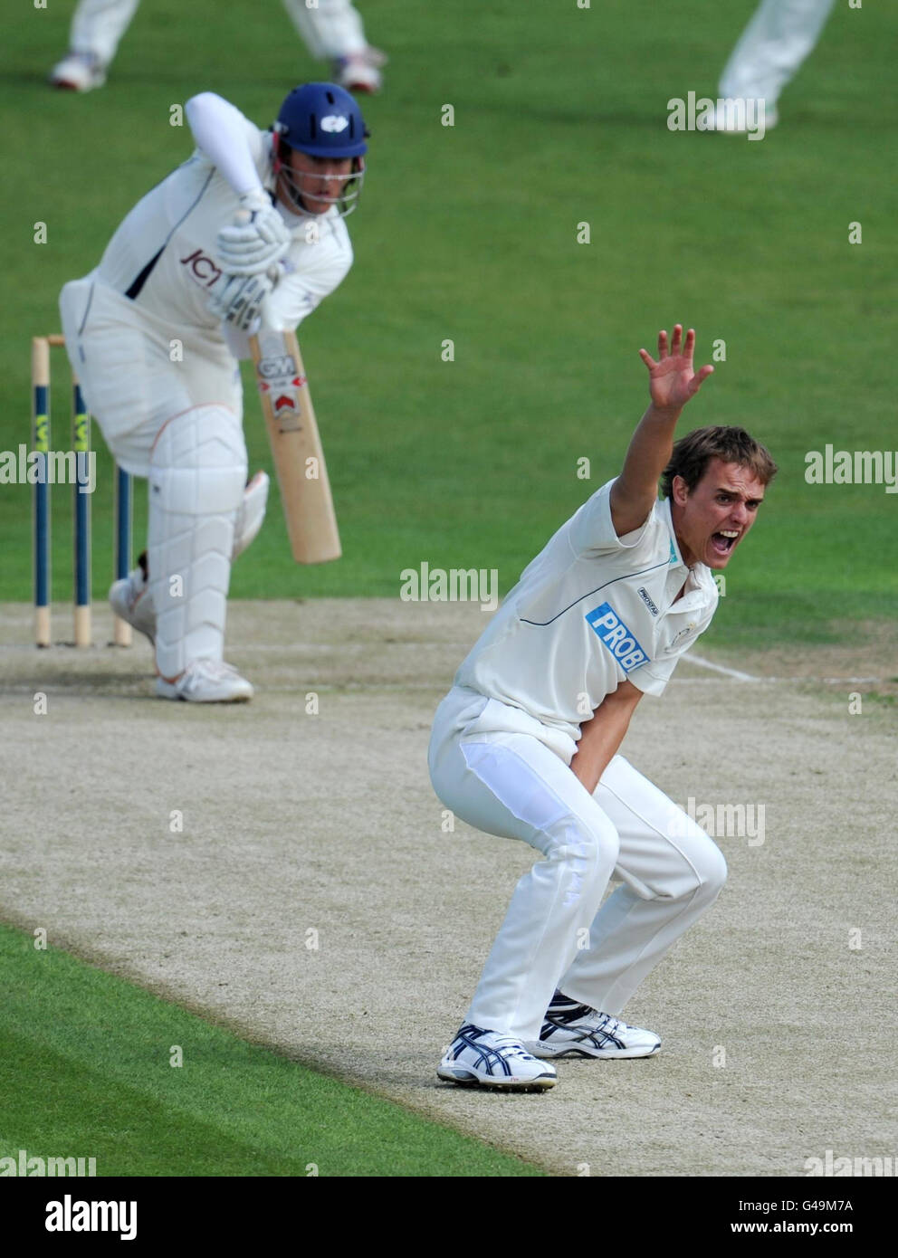 Hampshire's David Griffiths successfully appeals for the wicket of ...