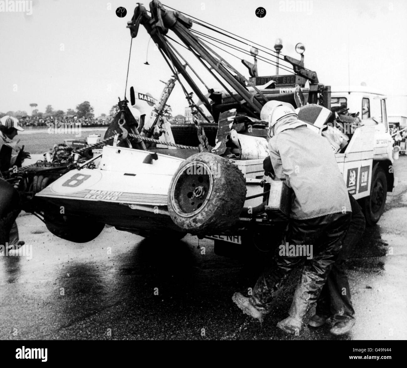 The wreckage of one of the seven cars that collided at Stowe Corner at ...