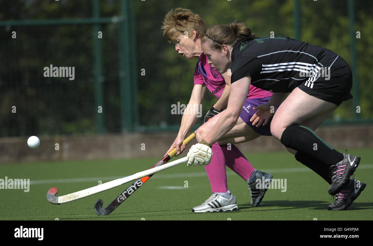 Sutton Coldfield's Jane Sixsmith (right) challenges Buckingham's ...