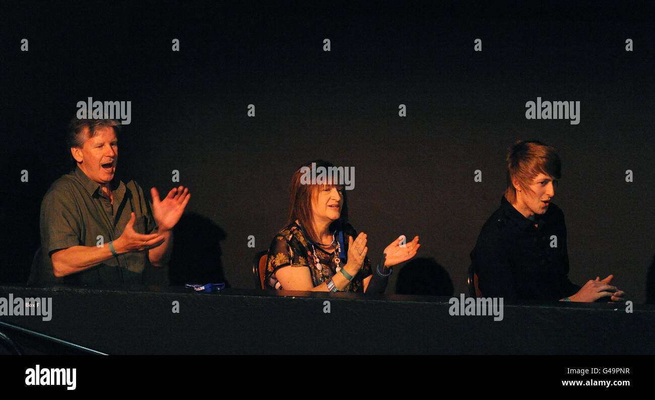 Judd Trump's family (left to right) father Steve, mother Georgina and ...