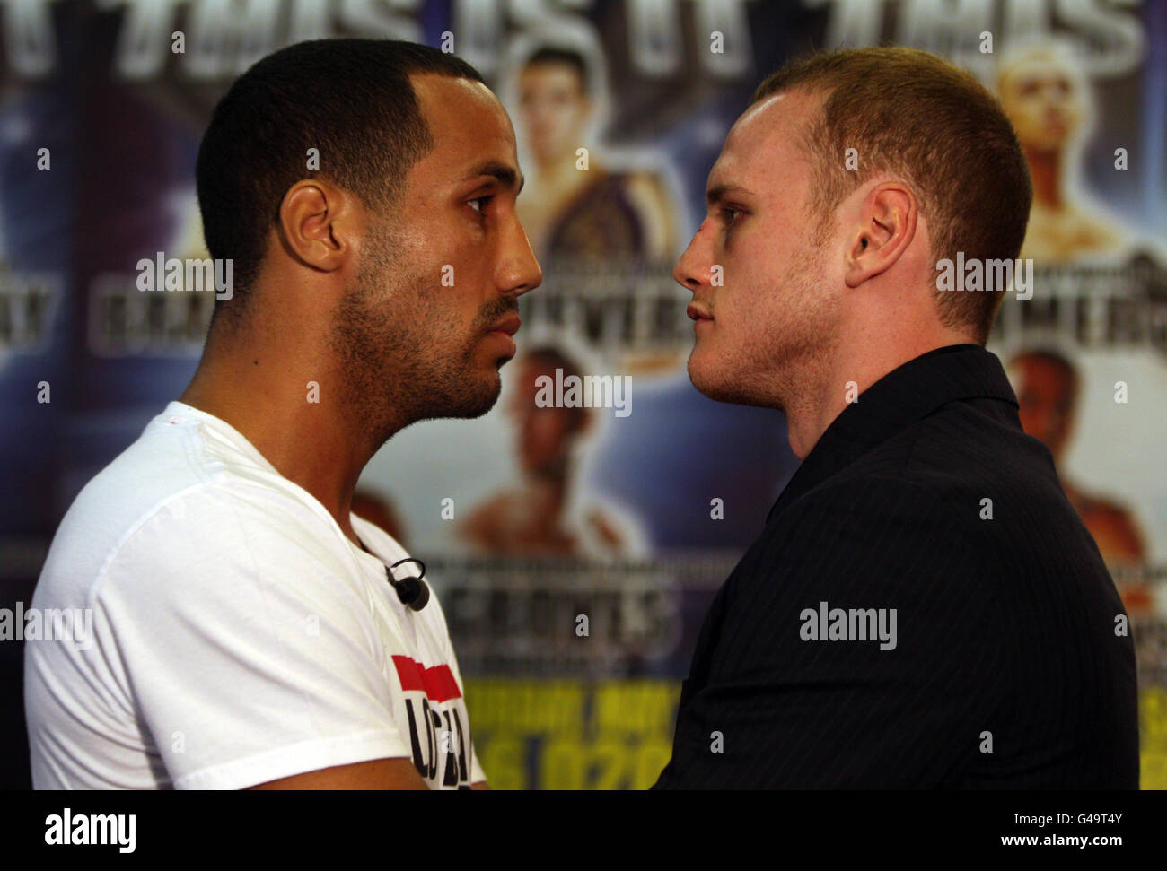 Former Olympic Champion James DeGale (left) goes face to face with his ...