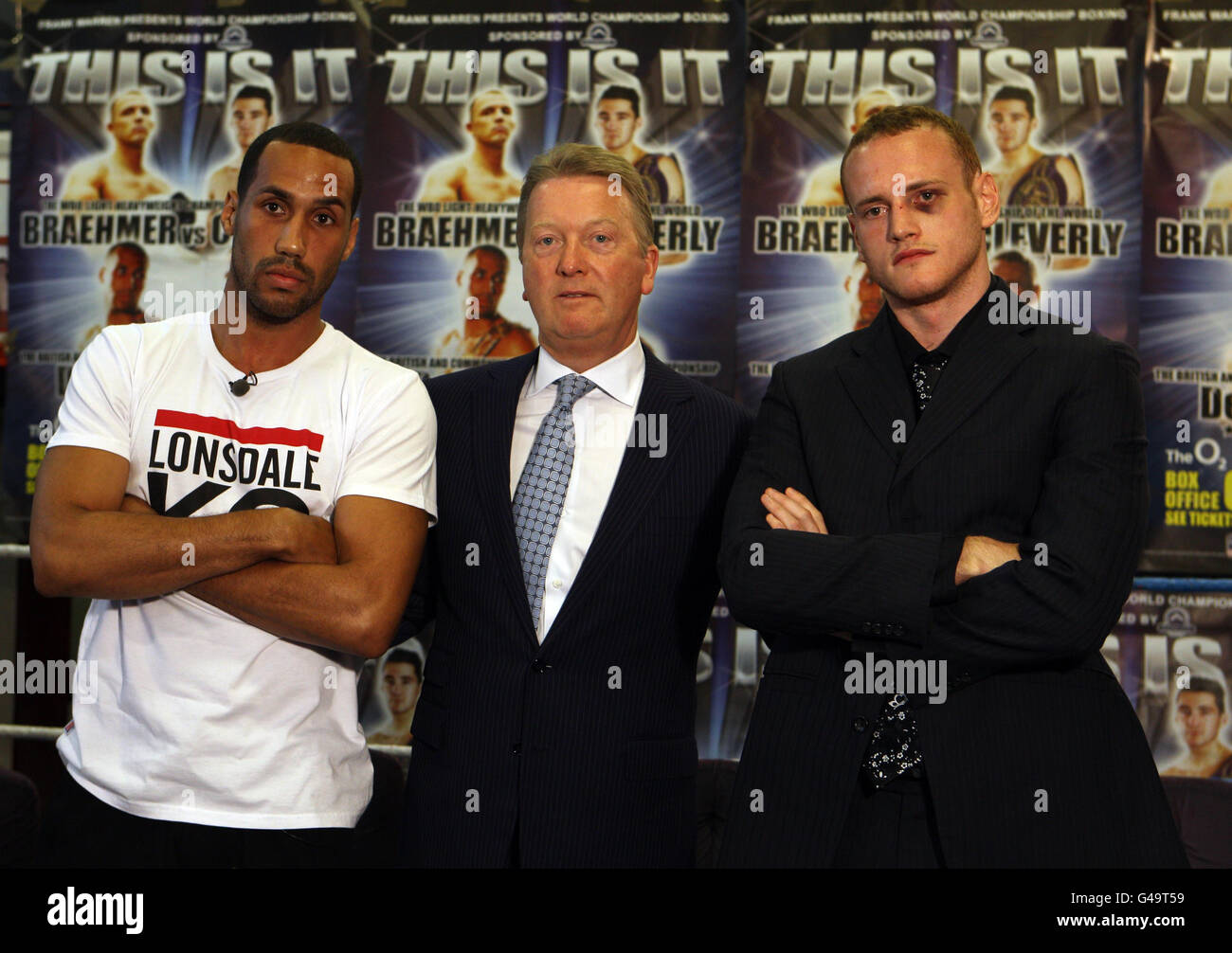 Boxing Promoter Franks Warren stand between former Olympic Champion ...
