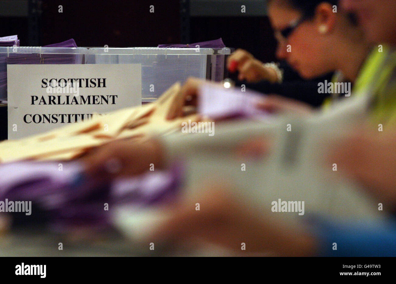 Counting gets under way in the Scottish election at Haddington, Lotian ...