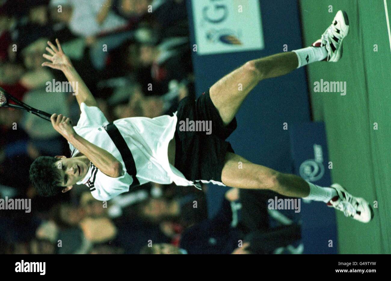 Tim Henman in action against Danny Sapsford during their semi-final ...