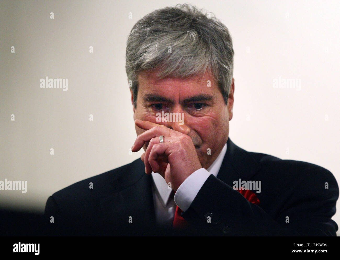 Scottish Labour leader Iain Gray watches the counting for the Scottish ...