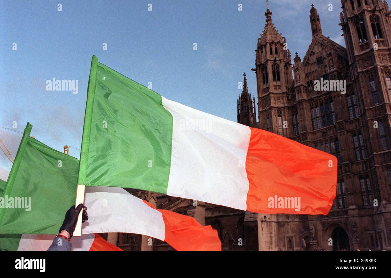 Irish flags outside the House of Commons today (Thursday) where Sinn ...