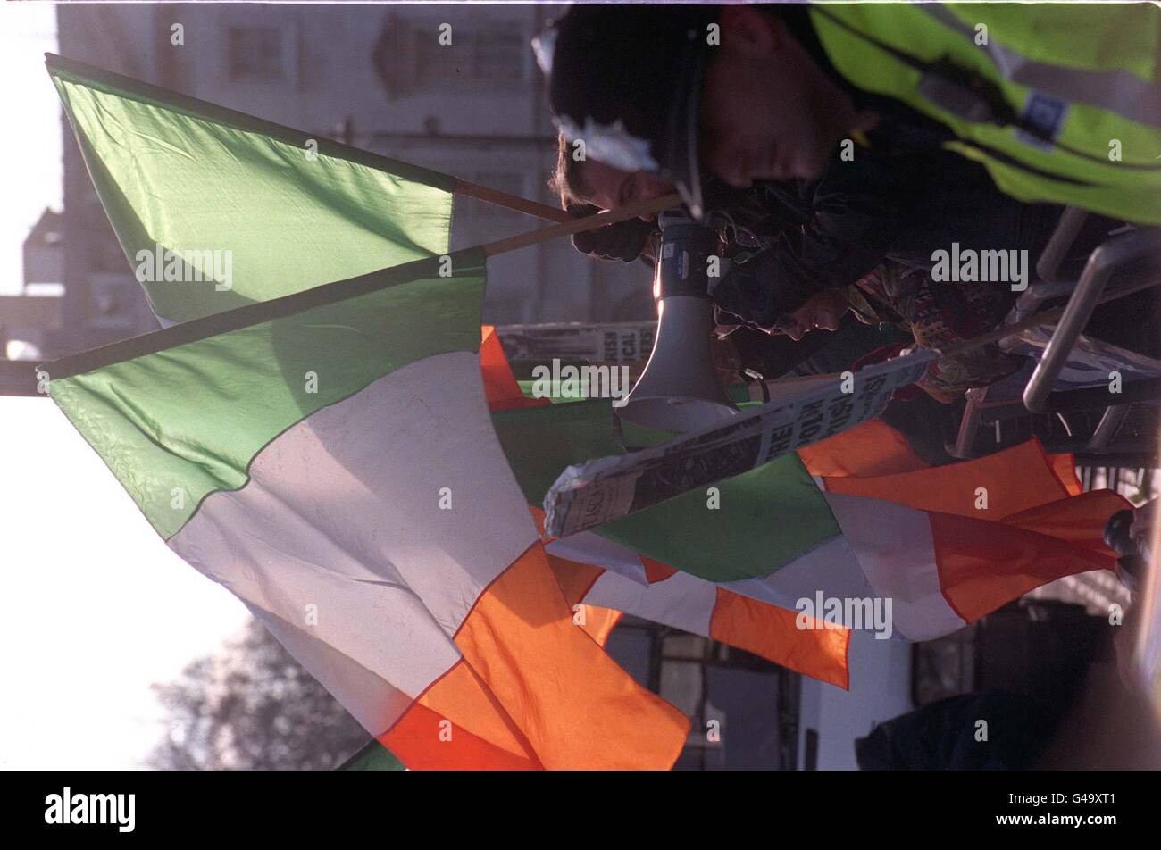 Irish flags outside the House of Commons today (Thursday) where Sinn ...