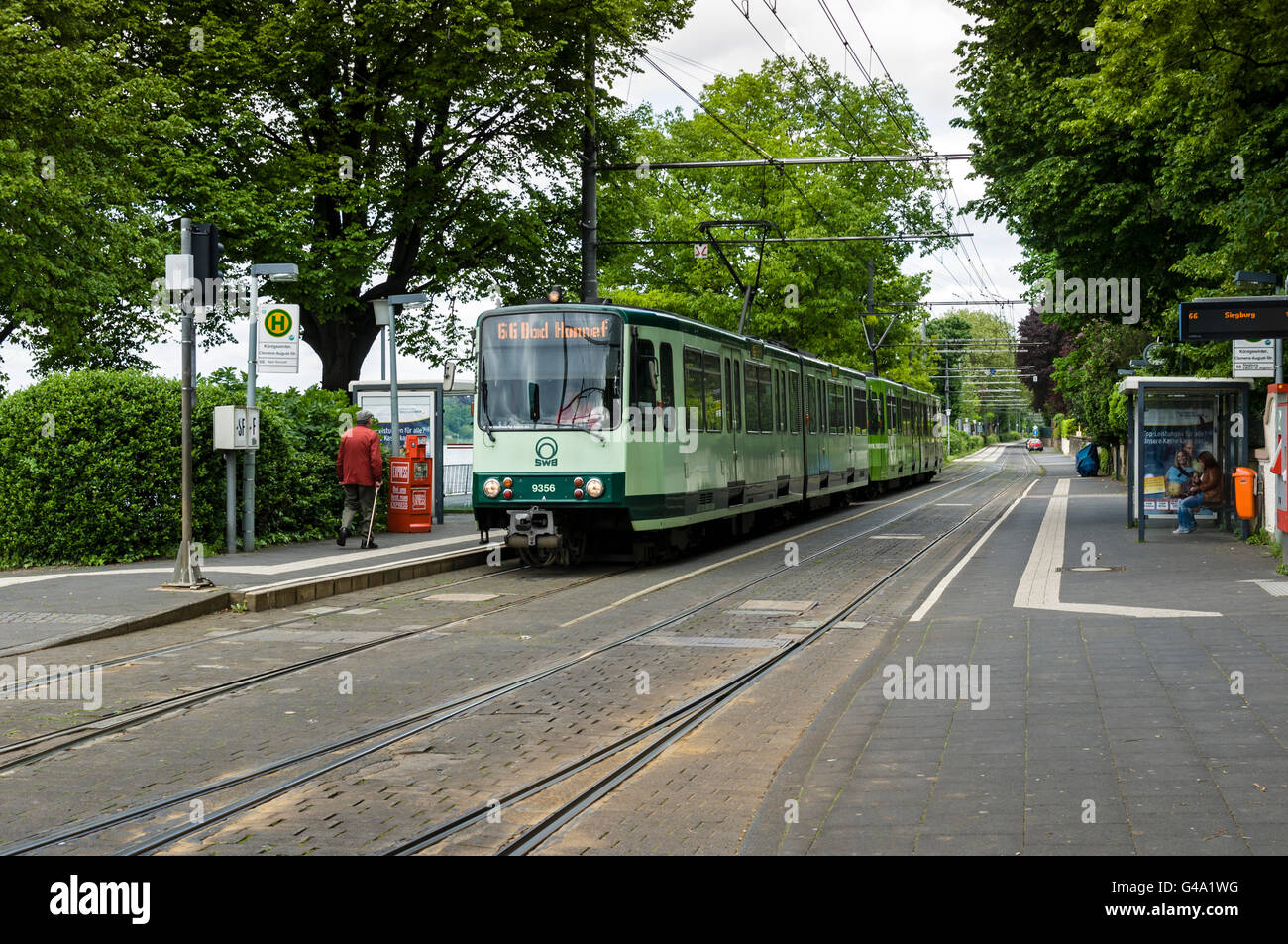 Tram at Koenigswinter on the Bonn tram system route 66, "Telekom ...