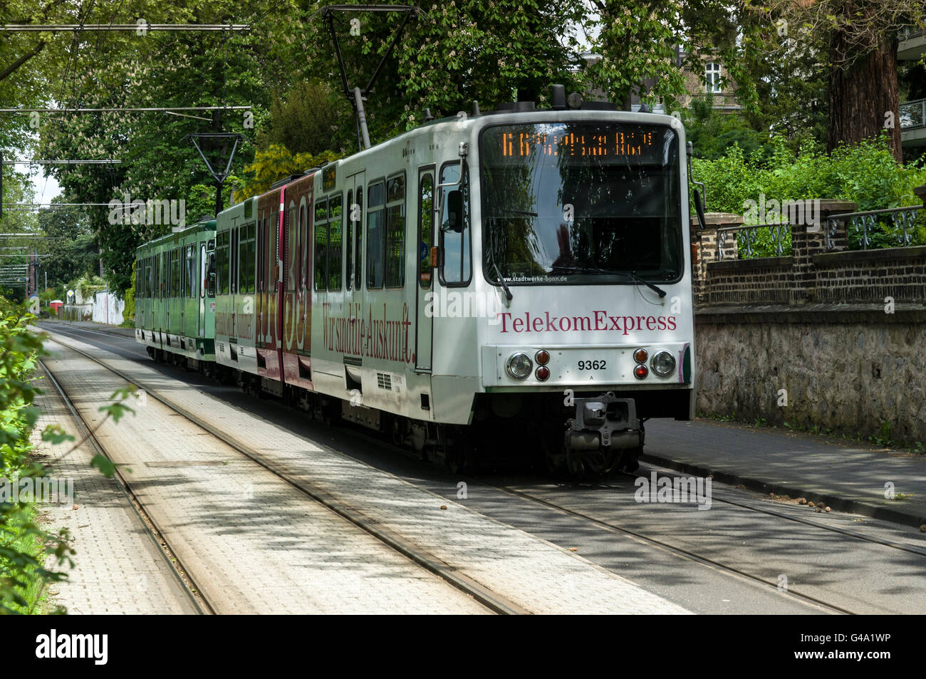 Tram at Koenigswinter on the Bonn tram system route 66, "Telekom ...