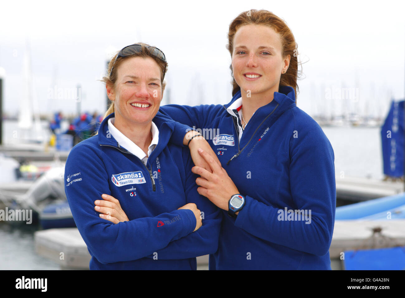British Olympic sailing team members in the 470 class Penny Clark (left ...