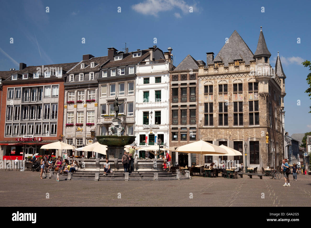 The market square and Haus Loewenstein building, Aachen, Rhineland ...