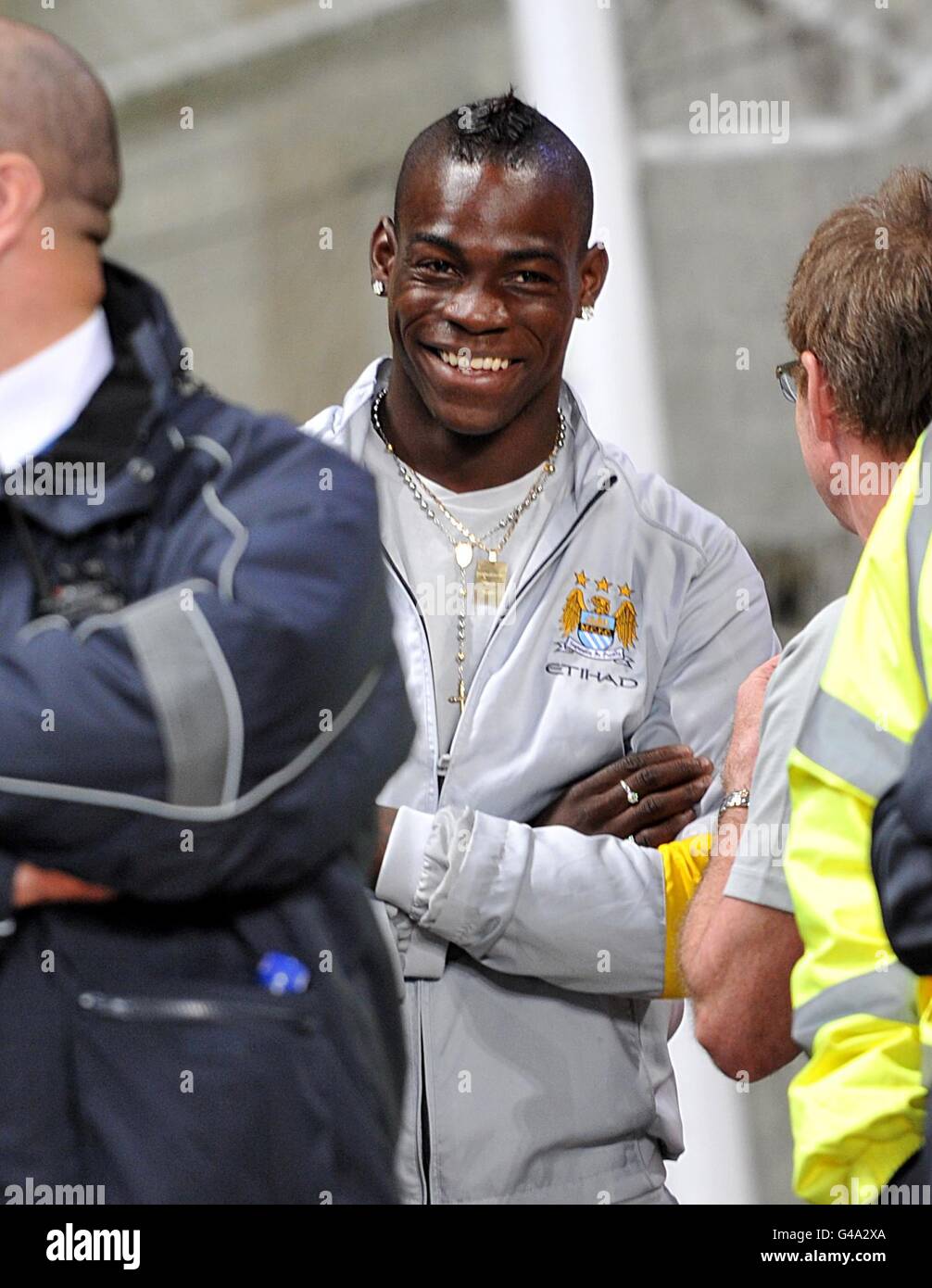 Manchester citys mario balotelli after the final whistle hi-res stock ...