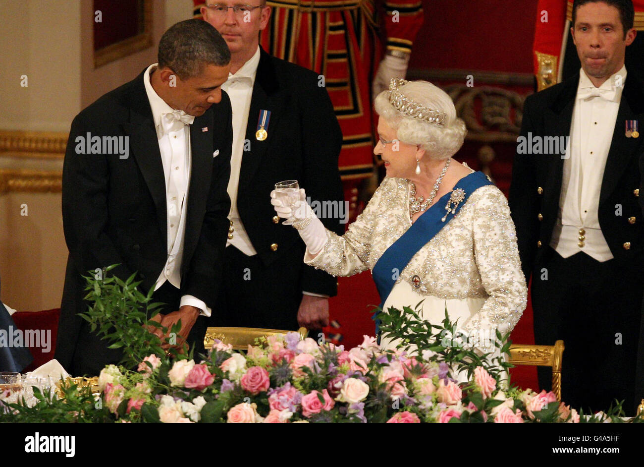 Britain's Queen Elizabeth II and US President Barack Obama during a ...