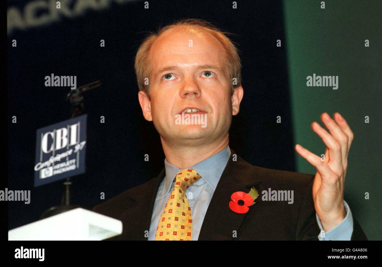 Conservative Party Leader William Hague speaking at the CBI National ...