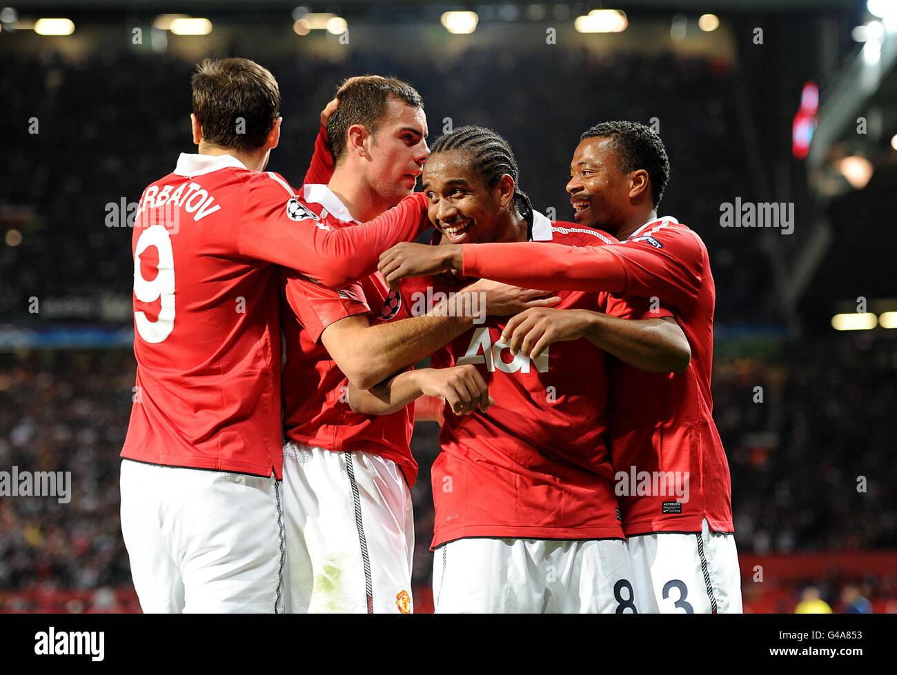 Manchester United's Oliveira Anderson (2nd right) celebrates scoring ...