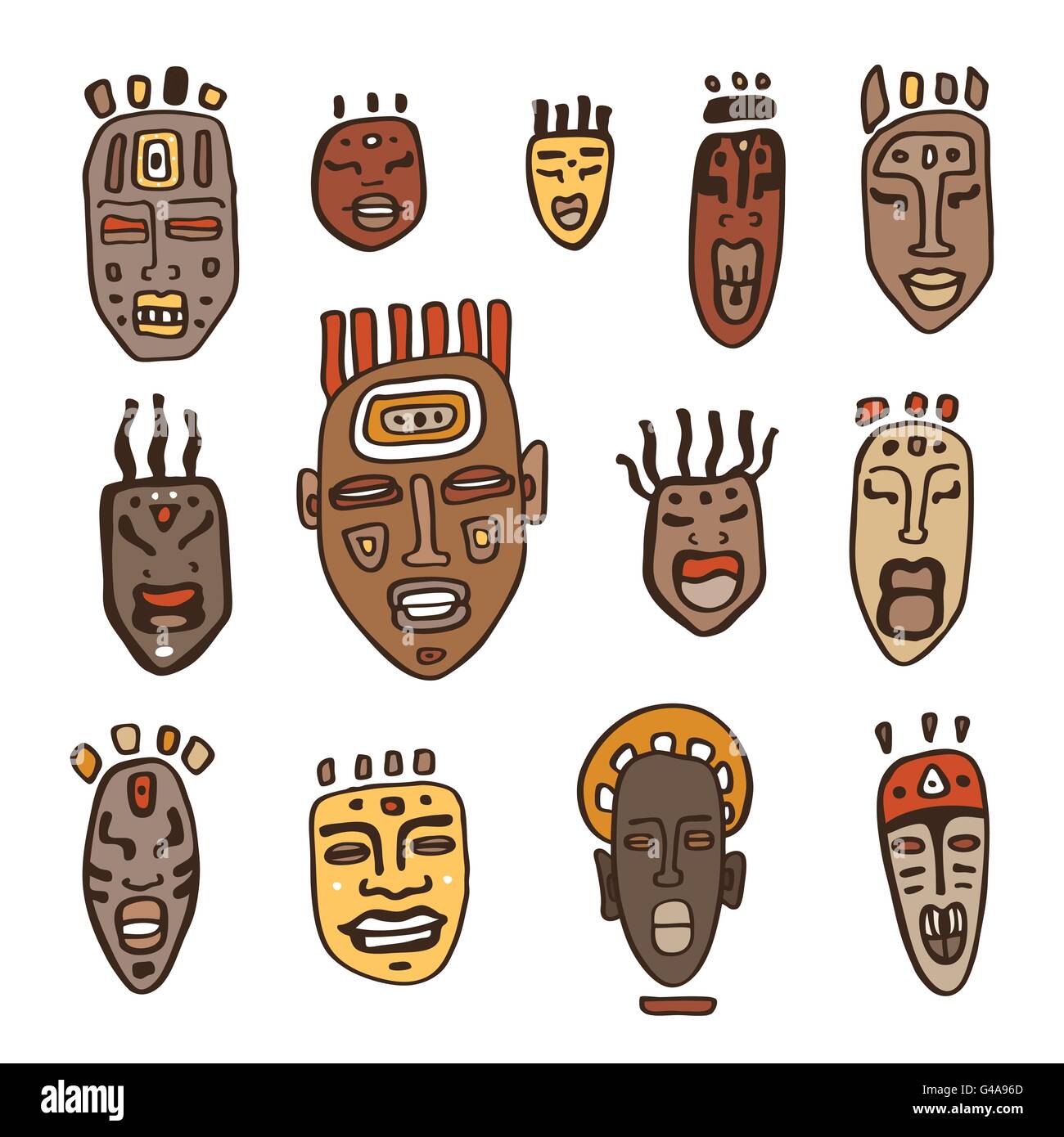 Tribal mask wood culture Stock Vector Images - Alamy
