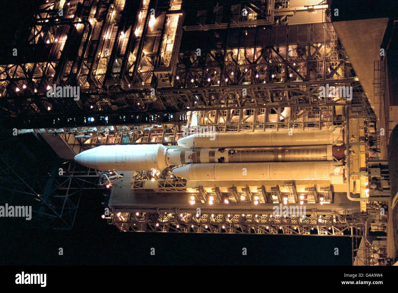The service structure from the Titan 4B launch vehicle at Cape ...