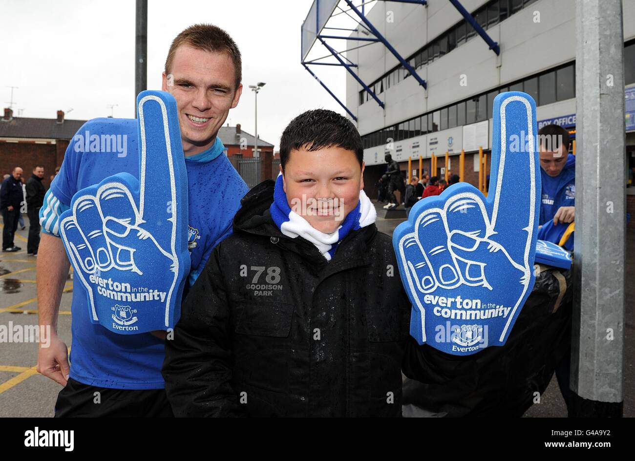 A young fan shows his support during the Everton in the Community ...